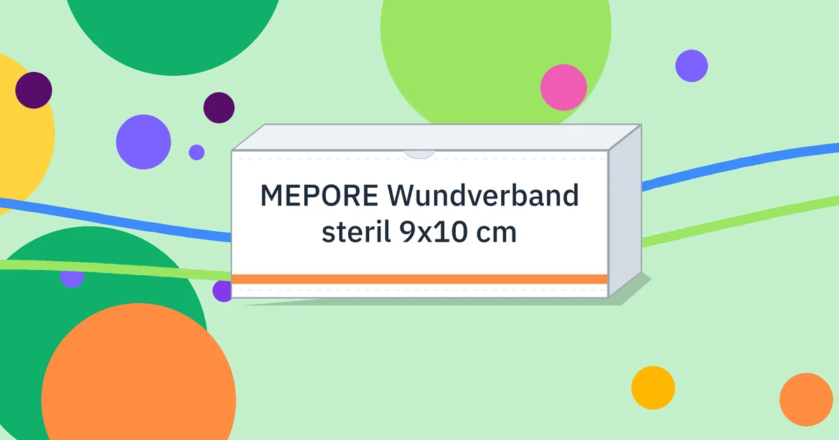 Symbolbild: Packung mit der Aufschrift MEPORE Wundverband steril 9x10 cm (PZN 17456017) – Verfügbarkeit und Bezug in Apotheken in Frankfurt am Main