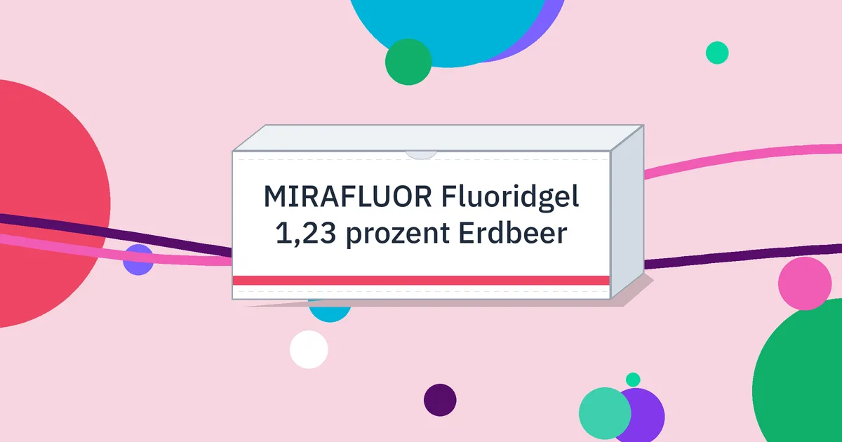 Symbolbild: Packung mit der Aufschrift MIRAFLUOR Fluoridgel 1,23 prozent Erdbeer (PZN 02130698) – Verfügbarkeit und Bezug in Apotheken in Frankfurt am Main