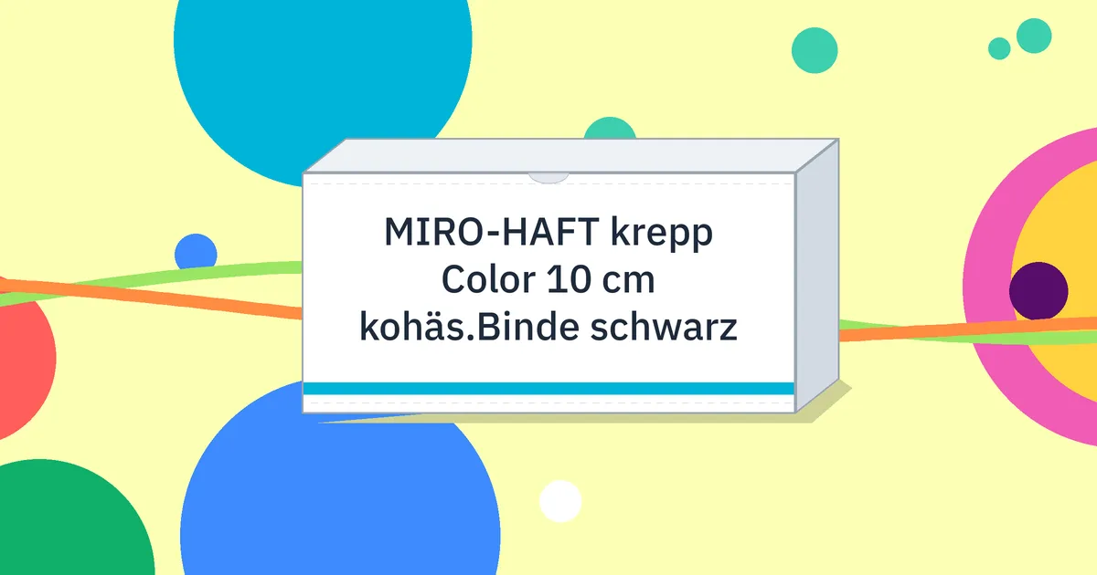 Symbolbild: Packung mit der Aufschrift MIRO-HAFT krepp Color 10 cm kohäs.Binde schwarz (PZN 07698618) – Verfügbarkeit und Bezug in Apotheken in Frankfurt am Main