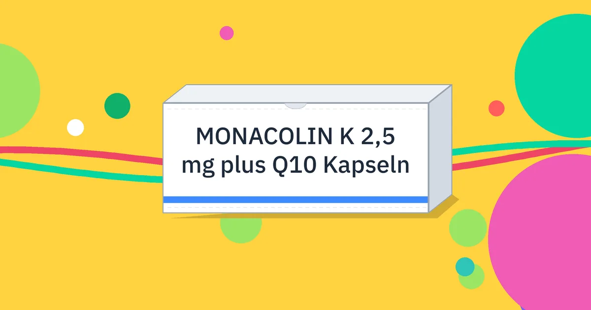 Symbolbild: Packung mit der Aufschrift MONACOLIN K 2,5 mg plus Q10 Kapseln (PZN 19301425) – Verfügbarkeit und Bezug in Apotheken in Frankfurt am Main