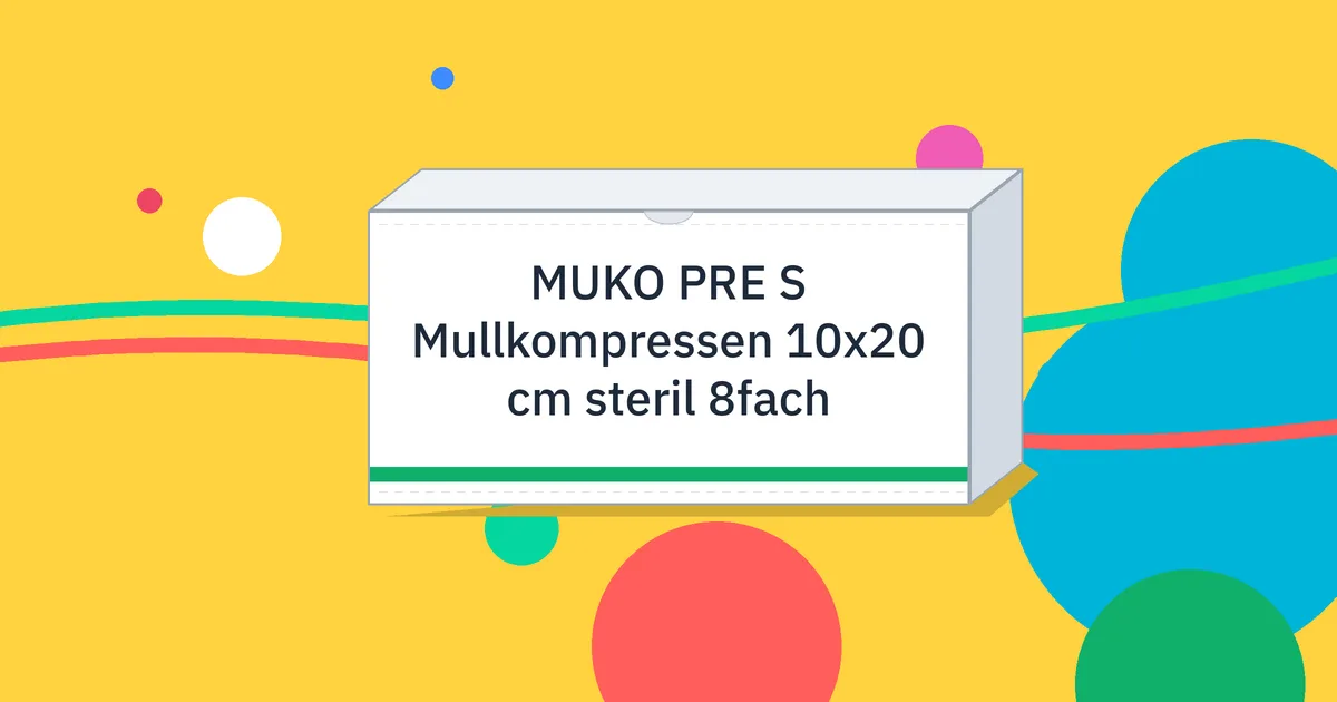 Symbolbild: Packung mit der Aufschrift MUKO PRE S Mullkompressen 10x20 cm steril 8fach (PZN 04453253) – Verfügbarkeit und Bezug in Apotheken in Frankfurt am Main