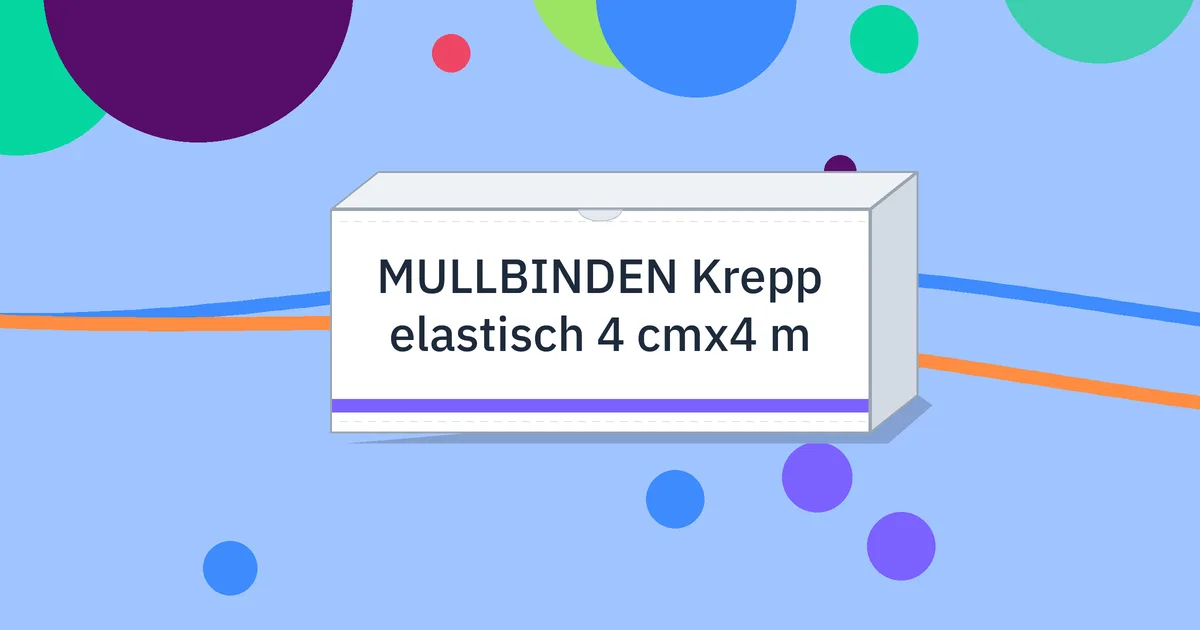 Symbolbild: Packung mit der Aufschrift MULLBINDEN Krepp elastisch 4 cmx4 m (PZN 10352409) – Verfügbarkeit und Bezug in Apotheken in Frankfurt am Main