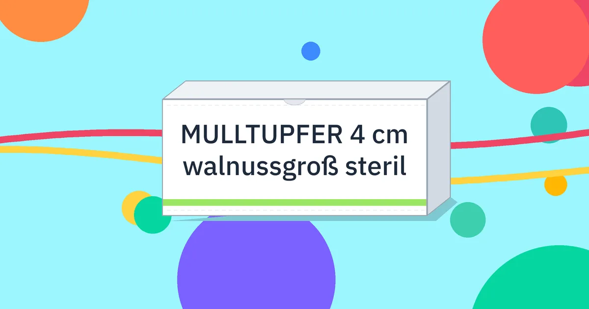 Symbolbild: Packung mit der Aufschrift MULLTUPFER 4 cm walnussgroß steril (PZN 17549871) – Verfügbarkeit und Bezug in Apotheken in Frankfurt am Main