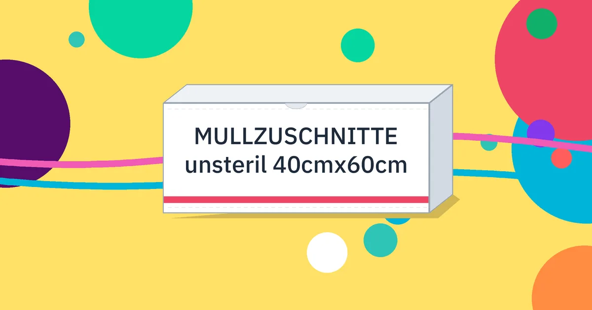 Symbolbild: Packung mit der Aufschrift MULLZUSCHNITTE unsteril 40cmx60cm (PZN 09076097) – Verfügbarkeit und Bezug in Apotheken in Frankfurt am Main