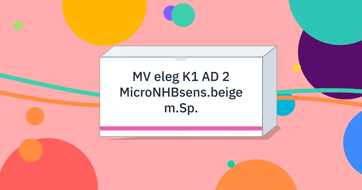 Symbolbild: Packung mit der Aufschrift MV eleg K1 AD 2 MicroNHBsens.beige m.Sp. (PZN 15669944) – Verfügbarkeit und Bezug in Apotheken in Frankfurt am Main