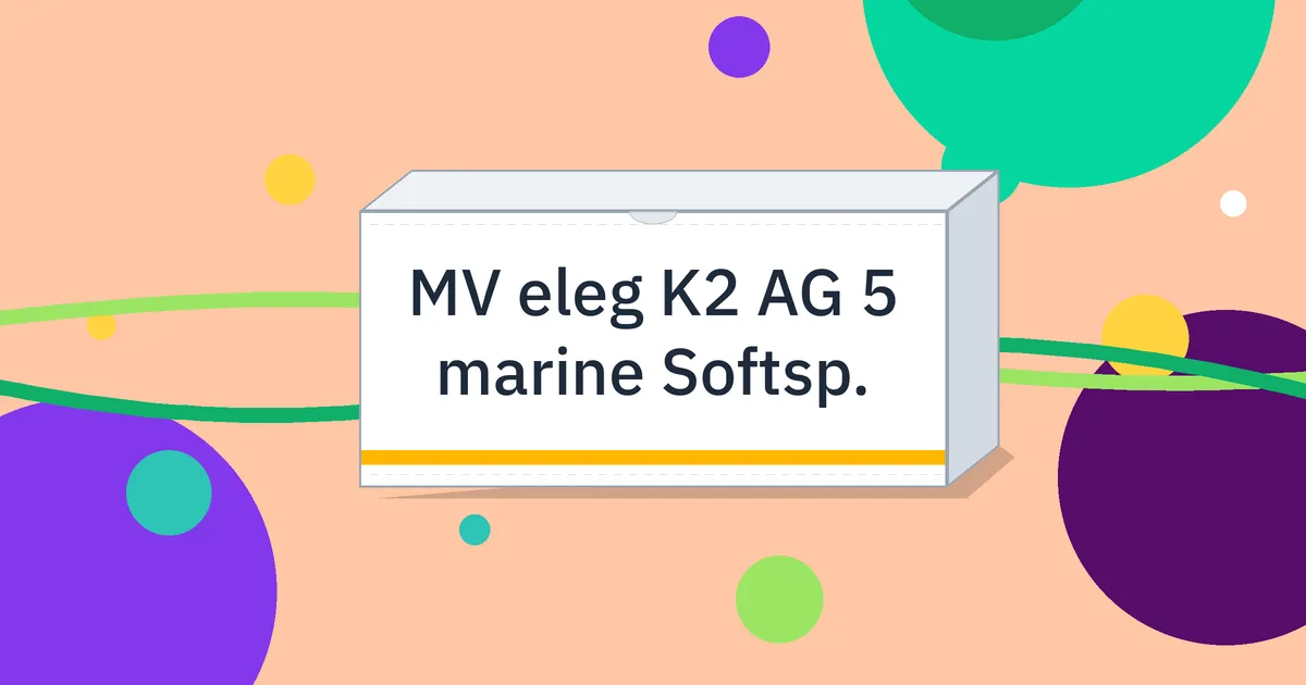 Symbolbild: Packung mit der Aufschrift MV eleg K2 AG 5 marine Softsp. (PZN 14612801) – Verfügbarkeit und Bezug in Apotheken in Frankfurt am Main