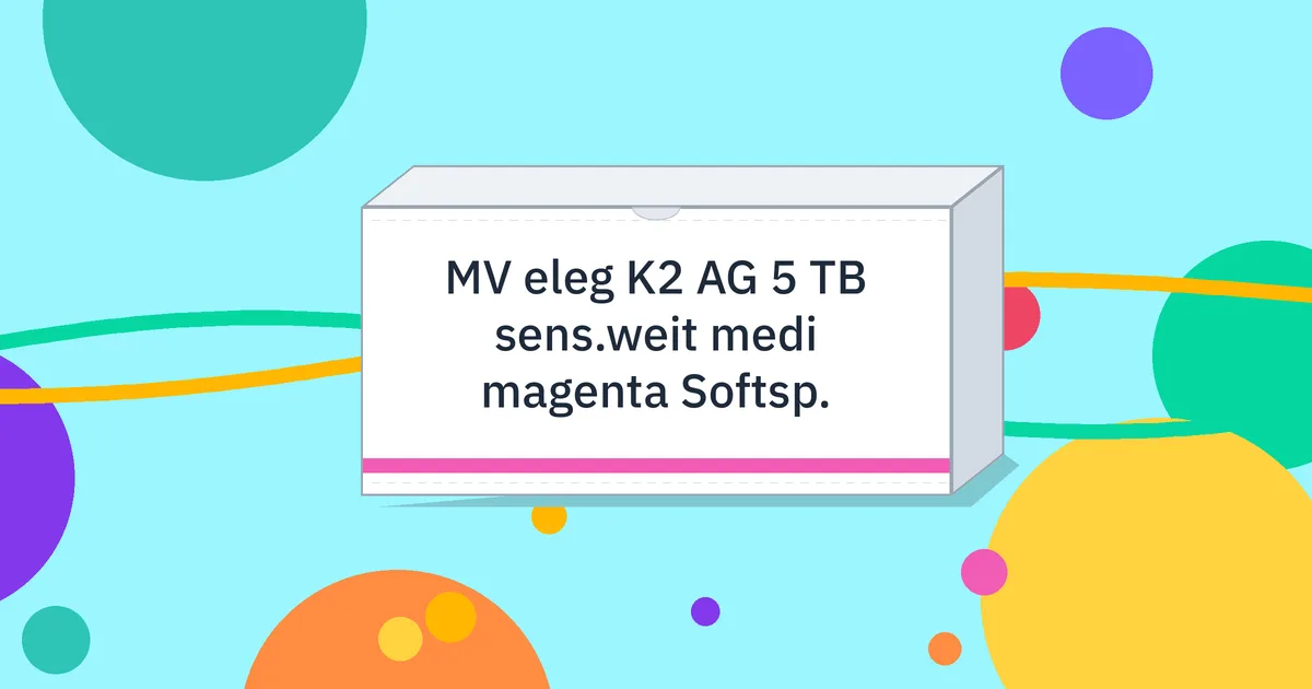 Symbolbild: Packung mit der Aufschrift MV eleg K2 AG 5 TB sens.weit medi magenta Softsp. (PZN 14641582) – Verfügbarkeit und Bezug in Apotheken in Frankfurt am Main