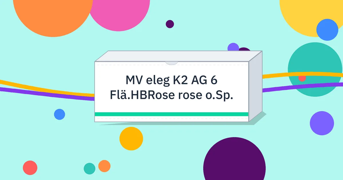 Symbolbild: Packung mit der Aufschrift MV eleg K2 AG 6 Flä.HBRose rose o.Sp. (PZN 15717910) – Verfügbarkeit und Bezug in Apotheken in Frankfurt am Main
