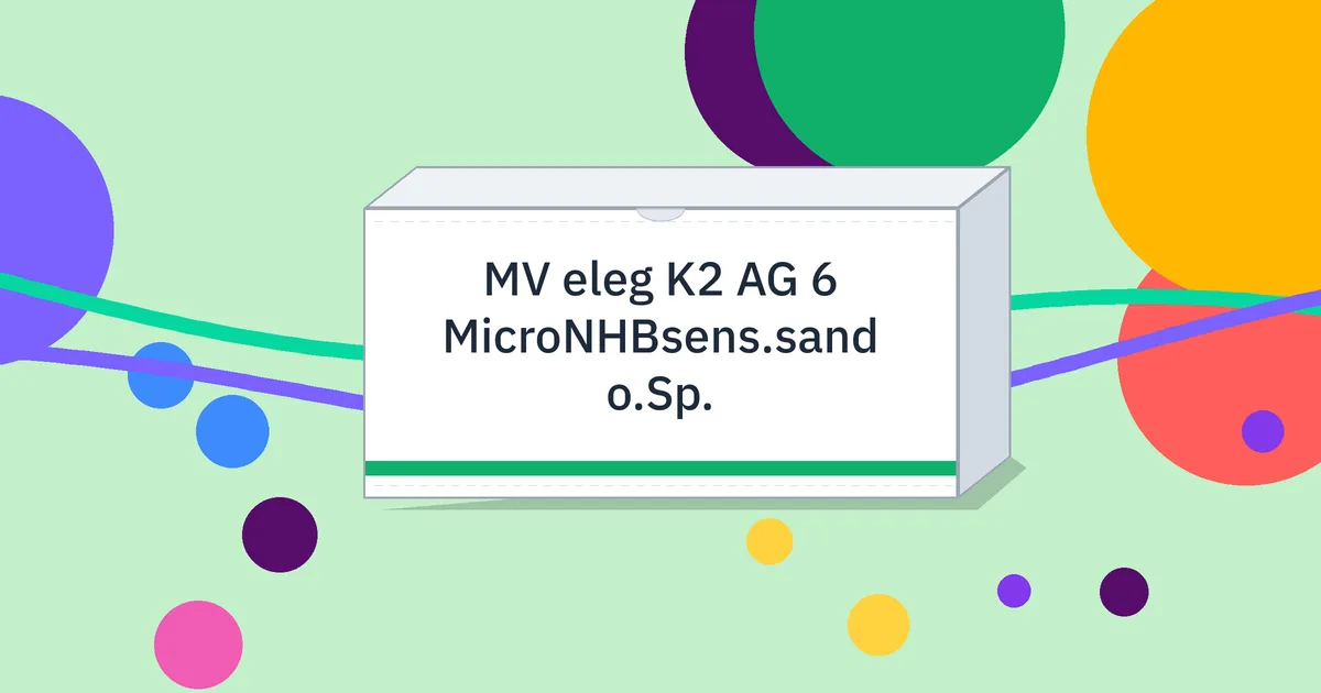 Symbolbild: Packung mit der Aufschrift MV eleg K2 AG 6 MicroNHBsens.sand o.Sp. (PZN 18930449) – Verfügbarkeit und Bezug in Apotheken in Frankfurt am Main