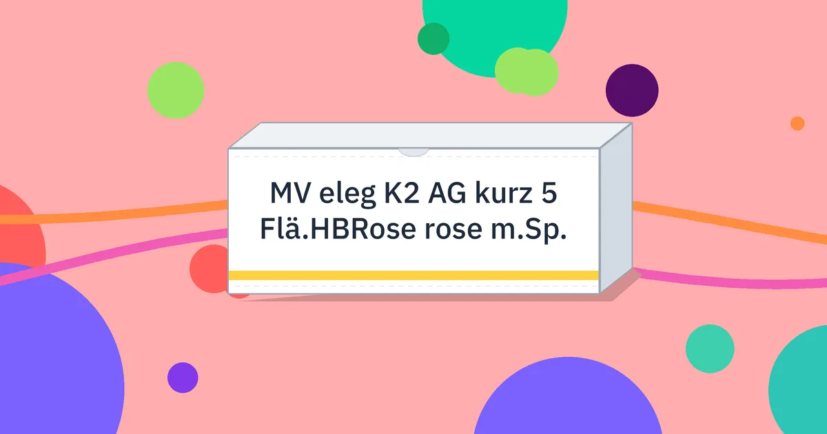 Symbolbild: Packung mit der Aufschrift MV eleg K2 AG kurz 5 Flä.HBRose rose m.Sp. (PZN 15703960) – Verfügbarkeit und Bezug in Apotheken in Frankfurt am Main