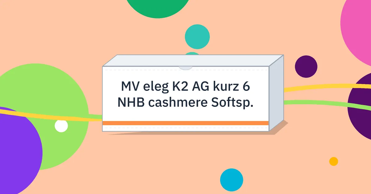 Symbolbild: Packung mit der Aufschrift MV eleg K2 AG kurz 6 NHB cashmere Softsp. (PZN 15715986) – Verfügbarkeit und Bezug in Apotheken in Frankfurt am Main