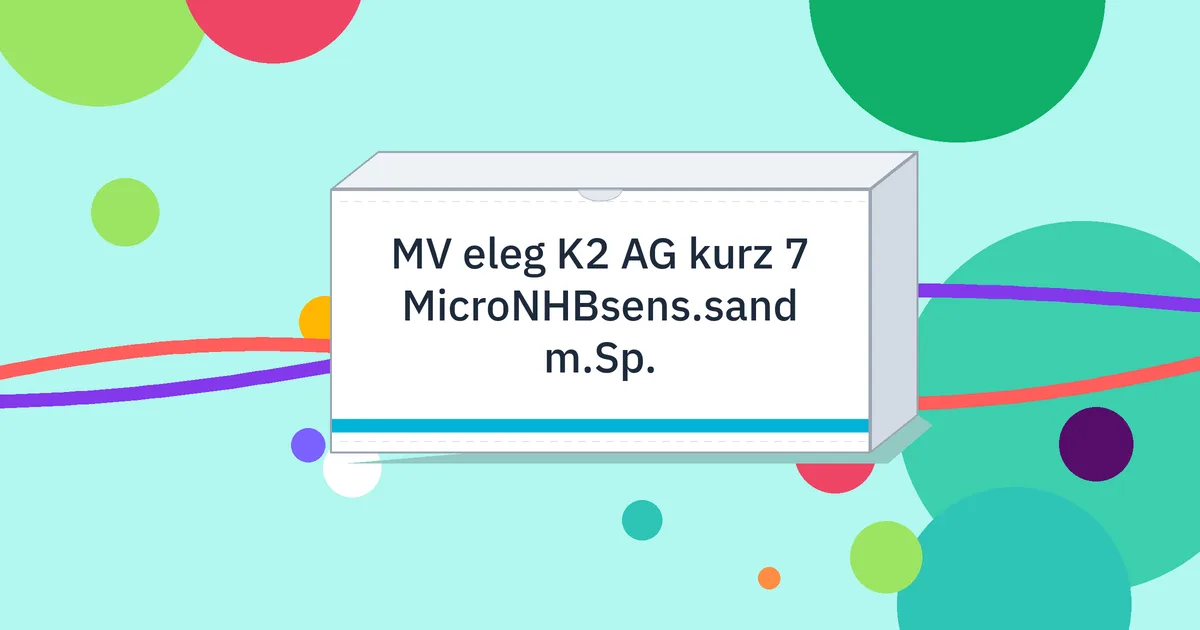 Symbolbild: Packung mit der Aufschrift MV eleg K2 AG kurz 7 MicroNHBsens.sand m.Sp. (PZN 18927128) – Verfügbarkeit und Bezug in Apotheken in Frankfurt am Main