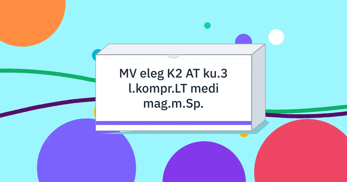Symbolbild: Packung mit der Aufschrift MV eleg K2 AT ku.3 l.kompr.LT medi mag.m.Sp. (PZN 14625407) – Verfügbarkeit und Bezug in Apotheken in Frankfurt am Main