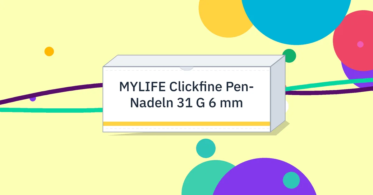 Symbolbild: Packung mit der Aufschrift MYLIFE Clickfine Pen-Nadeln 31 G 6 mm (PZN 17309291) – Verfügbarkeit und Bezug in Apotheken in Frankfurt am Main