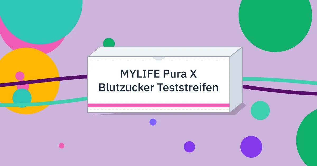 Symbolbild: Packung mit der Aufschrift MYLIFE Pura X Blutzucker Teststreifen (PZN 12363541) – Verfügbarkeit und Bezug in Apotheken in Frankfurt am Main