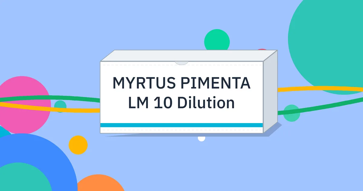 Symbolbild: Packung mit der Aufschrift MYRTUS PIMENTA LM 10 Dilution (PZN 13614413) – Verfügbarkeit und Bezug in Apotheken in Frankfurt am Main