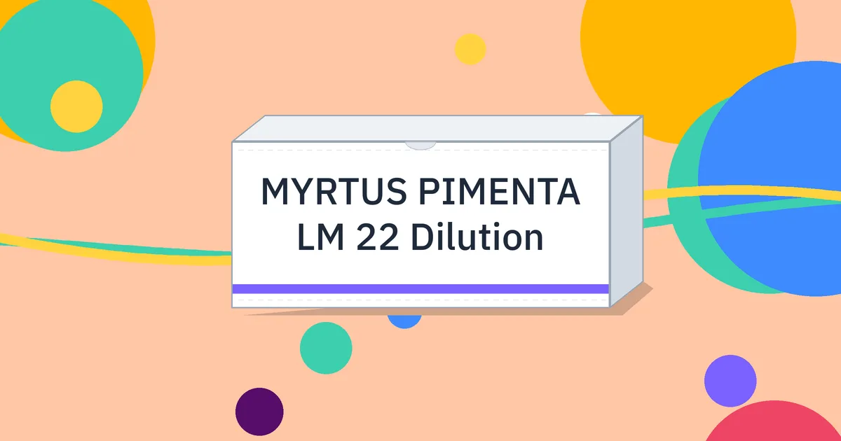 Symbolbild: Packung mit der Aufschrift MYRTUS PIMENTA LM 22 Dilution (PZN 13614548) – Verfügbarkeit und Bezug in Apotheken in Frankfurt am Main