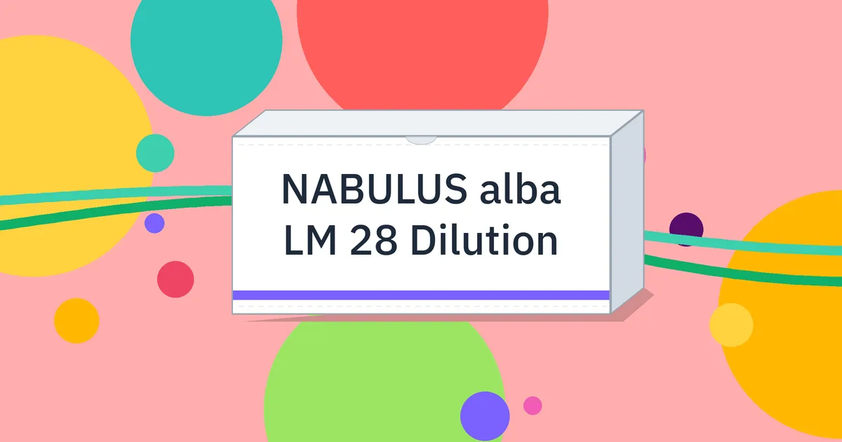 Symbolbild: Packung mit der Aufschrift NABULUS alba LM 28 Dilution (PZN 13615588) – Verfügbarkeit und Bezug in Apotheken in Frankfurt am Main