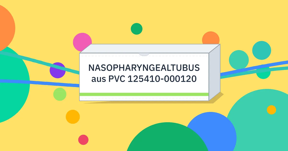 Symbolbild: Packung mit der Aufschrift NASOPHARYNGEALTUBUS aus PVC 125410-000120 (PZN 05030997) – Verfügbarkeit und Bezug in Apotheken in Frankfurt am Main