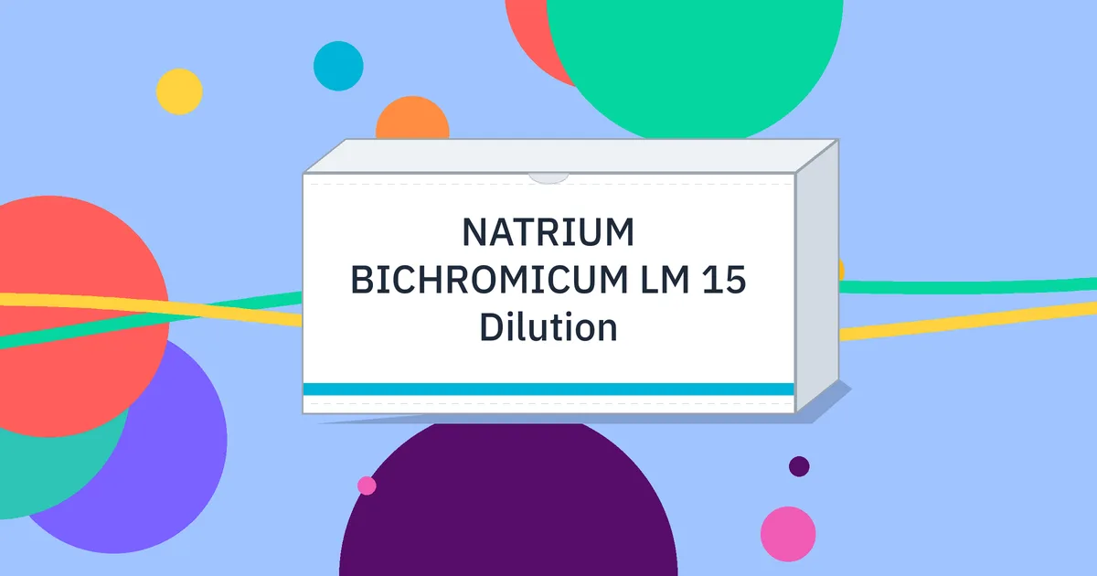 Symbolbild: Packung mit der Aufschrift NATRIUM BICHROMICUM LM 15 Dilution (PZN 12960797) – Verfügbarkeit und Bezug in Apotheken in Frankfurt am Main