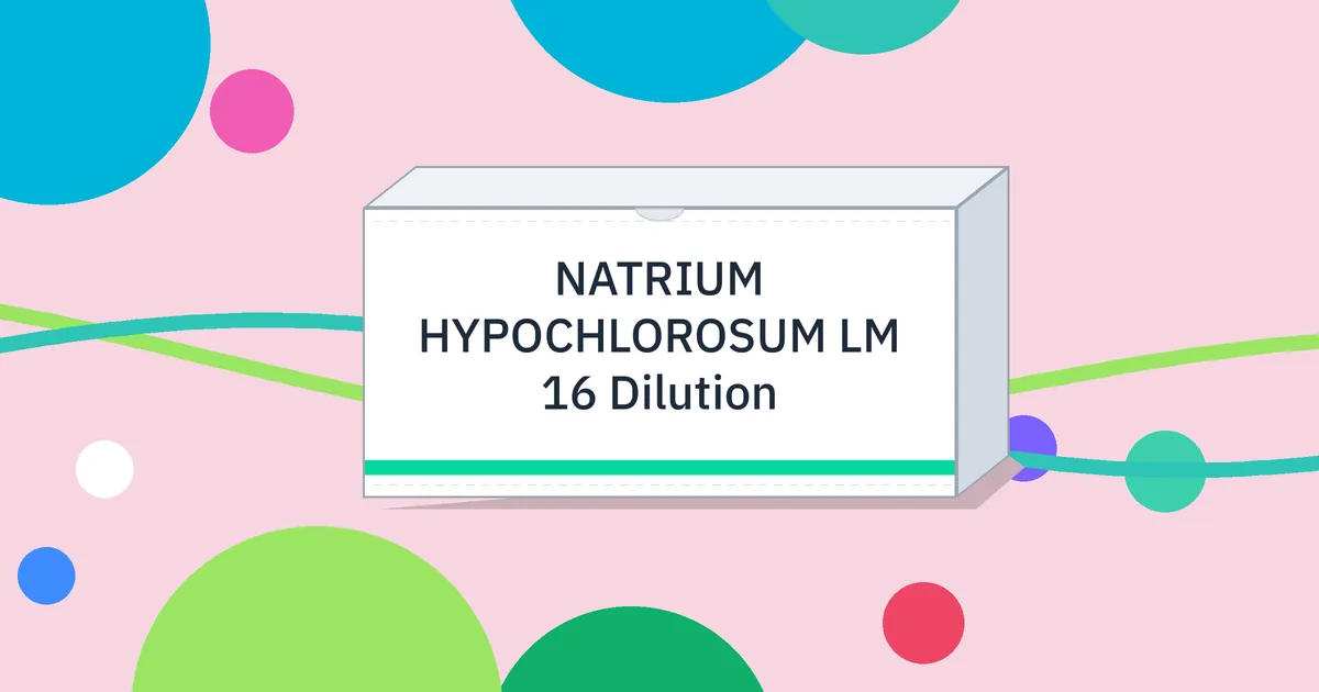 Symbolbild: Packung mit der Aufschrift NATRIUM HYPOCHLOROSUM LM 16 Dilution (PZN 12963005) – Verfügbarkeit und Bezug in Apotheken in Frankfurt am Main