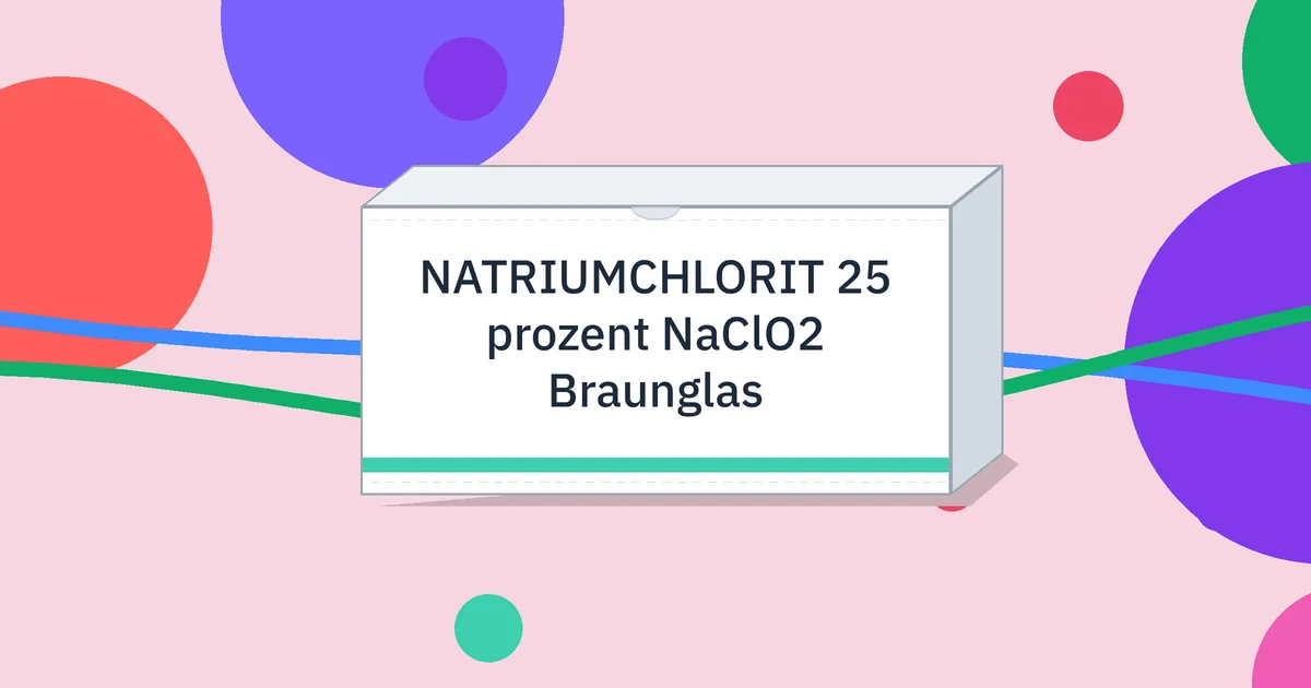 Symbolbild: Packung mit der Aufschrift NATRIUMCHLORIT 25 prozent NaClO2 Braunglas (PZN 16837390) – Verfügbarkeit und Bezug in Apotheken in Frankfurt am Main