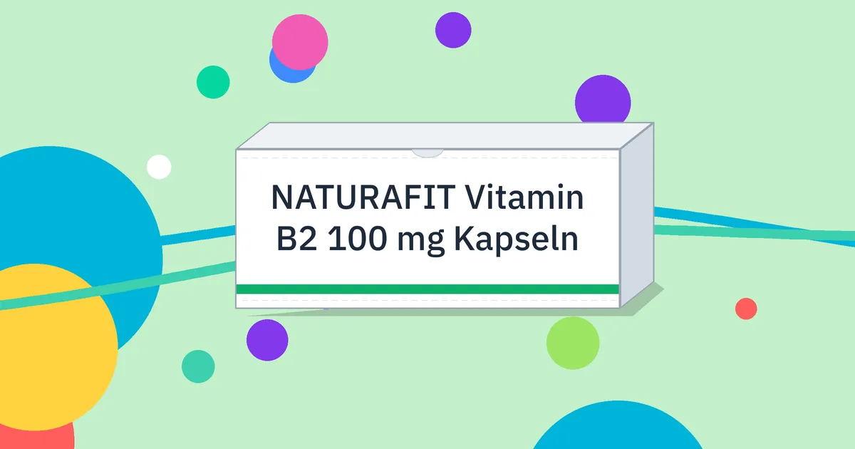 Symbolbild: Packung mit der Aufschrift NATURAFIT Vitamin B2 100 mg Kapseln (PZN 11639946) – Verfügbarkeit und Bezug in Apotheken in Frankfurt am Main