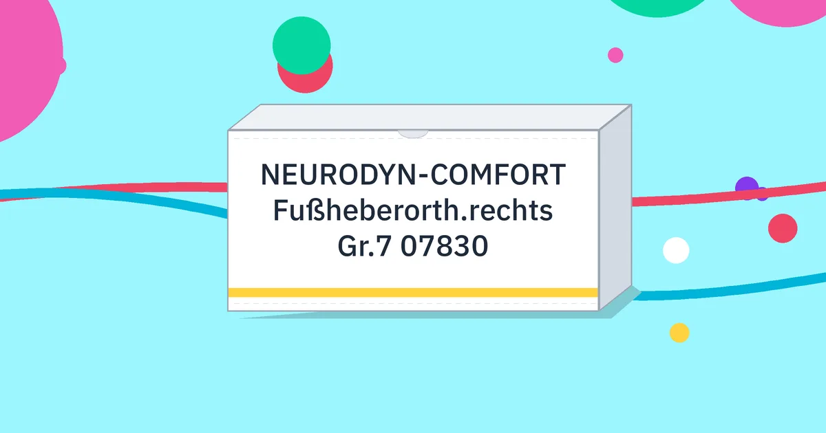 Symbolbild: Packung mit der Aufschrift NEURODYN-COMFORT Fußheberorth.rechts Gr.7 07830 (PZN 09390043) – Verfügbarkeit und Bezug in Apotheken in Frankfurt am Main