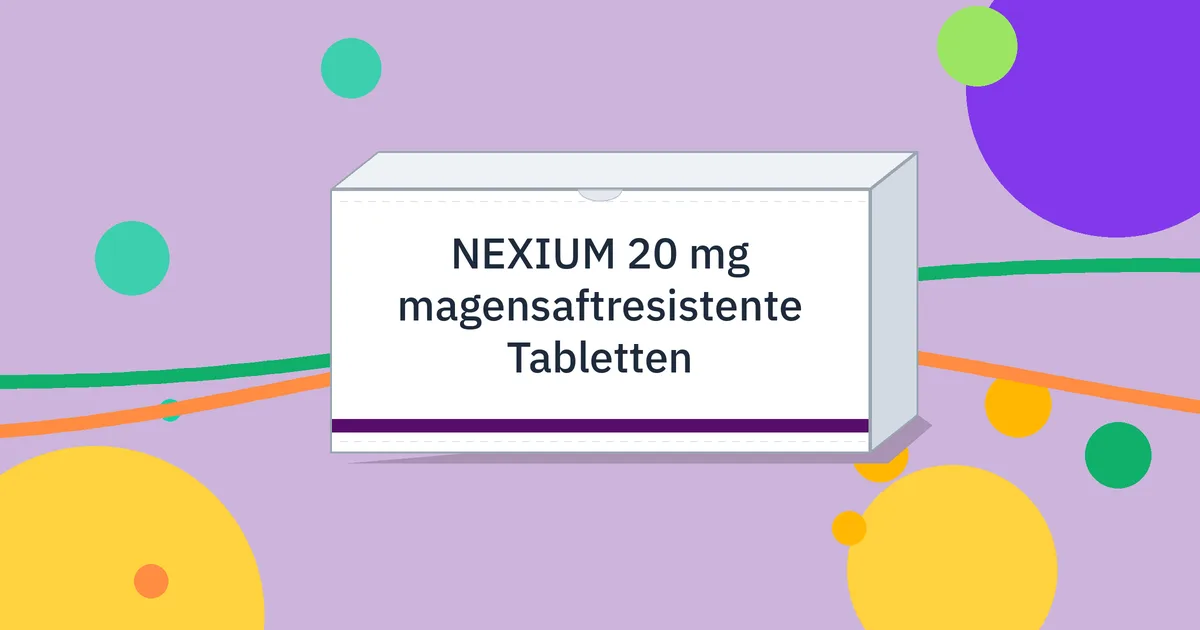 Symbolbild: Packung mit der Aufschrift NEXIUM 20 mg magensaftresistente Tabletten (PZN 11111926) – Verfügbarkeit und Bezug in Apotheken in Frankfurt am Main