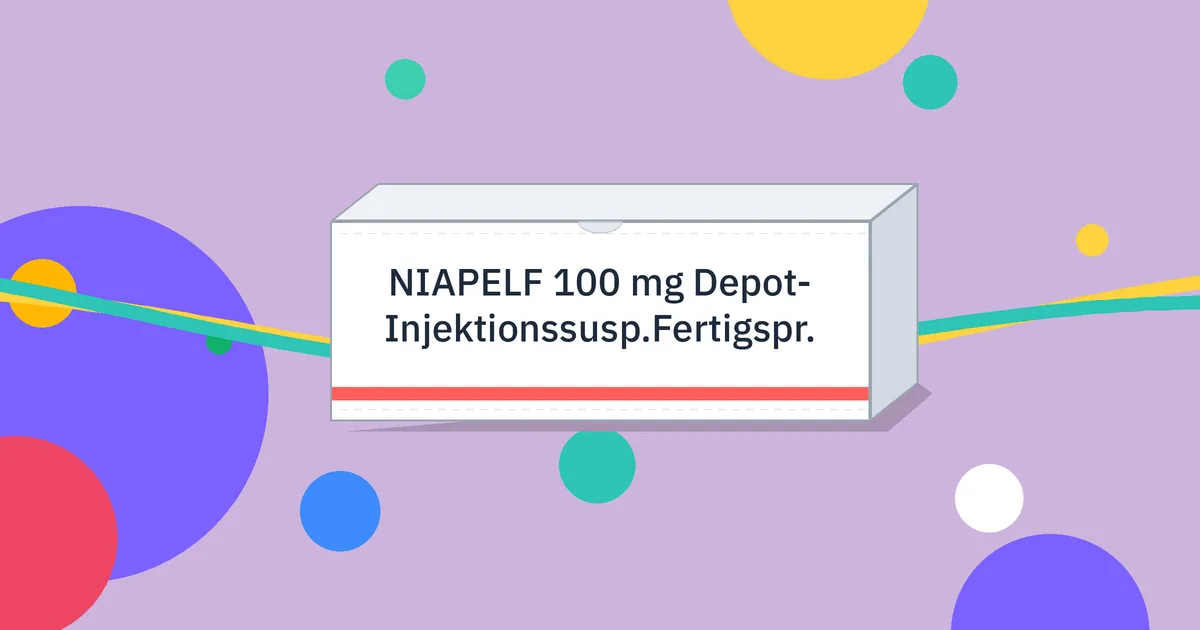 Symbolbild: Packung mit der Aufschrift NIAPELF 100 mg Depot-Injektionssusp.Fertigspr. (PZN 20012324) – Verfügbarkeit und Bezug in Apotheken in Frankfurt am Main