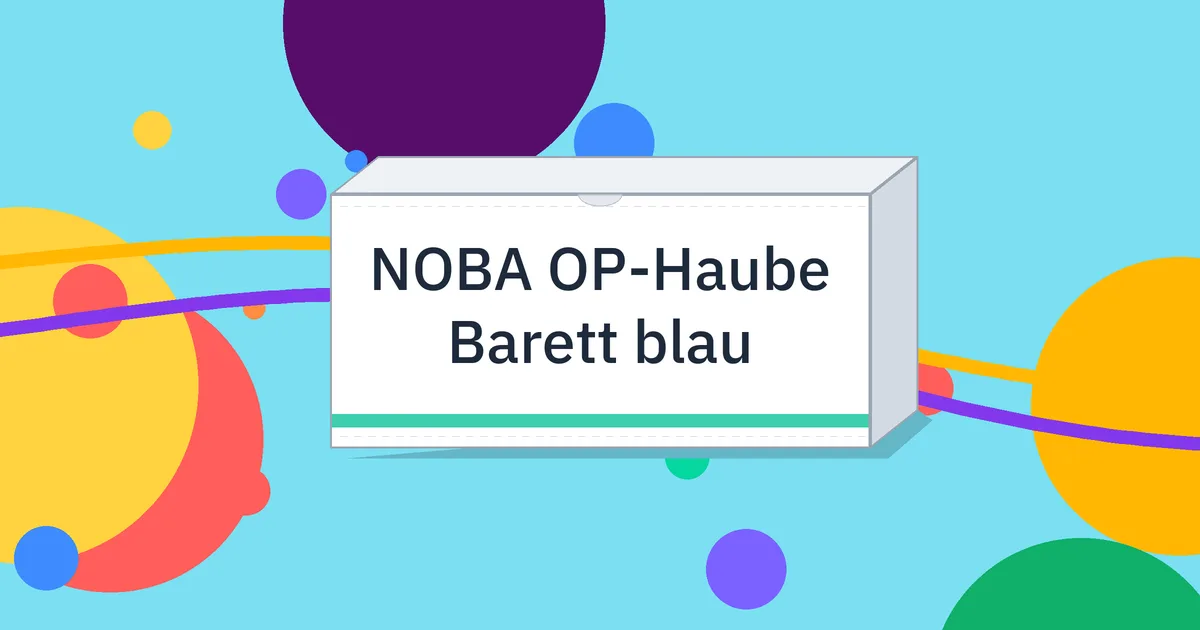 Symbolbild: Packung mit der Aufschrift NOBA OP-Haube Barett blau (PZN 11191500) – Verfügbarkeit und Bezug in Apotheken in Frankfurt am Main