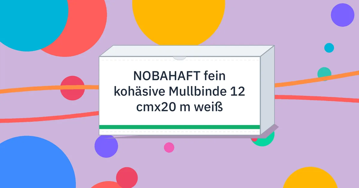 Symbolbild: Packung mit der Aufschrift NOBAHAFT fein kohäsive Mullbinde 12 cmx20 m weiß (PZN 16028495) – Verfügbarkeit und Bezug in Apotheken in Frankfurt am Main