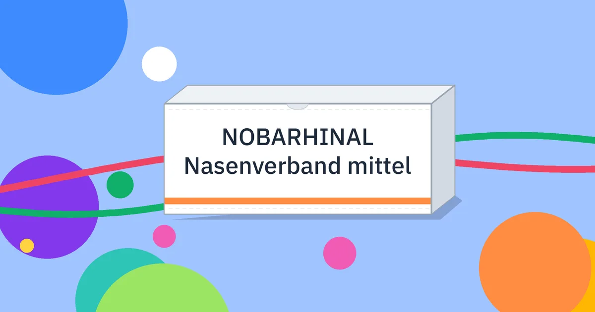 Symbolbild: Packung mit der Aufschrift NOBARHINAL Nasenverband mittel (PZN 05508341) – Verfügbarkeit und Bezug in Apotheken in Frankfurt am Main