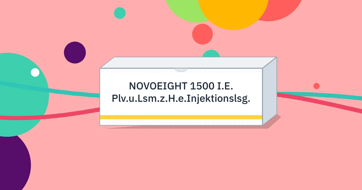 Symbolbild: Packung mit der Aufschrift NOVOEIGHT 1500 I.E. Plv.u.Lsm.z.H.e.Injektionslsg. (PZN 10174876) – Verfügbarkeit und Bezug in Apotheken in Frankfurt am Main