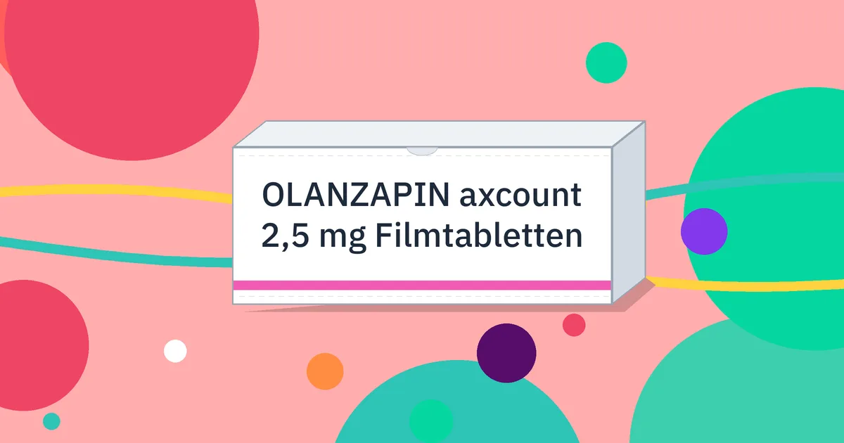 Symbolbild: Packung mit der Aufschrift OLANZAPIN axcount 2,5 mg Filmtabletten (PZN 02406781) – Verfügbarkeit und Bezug in Apotheken in Frankfurt am Main