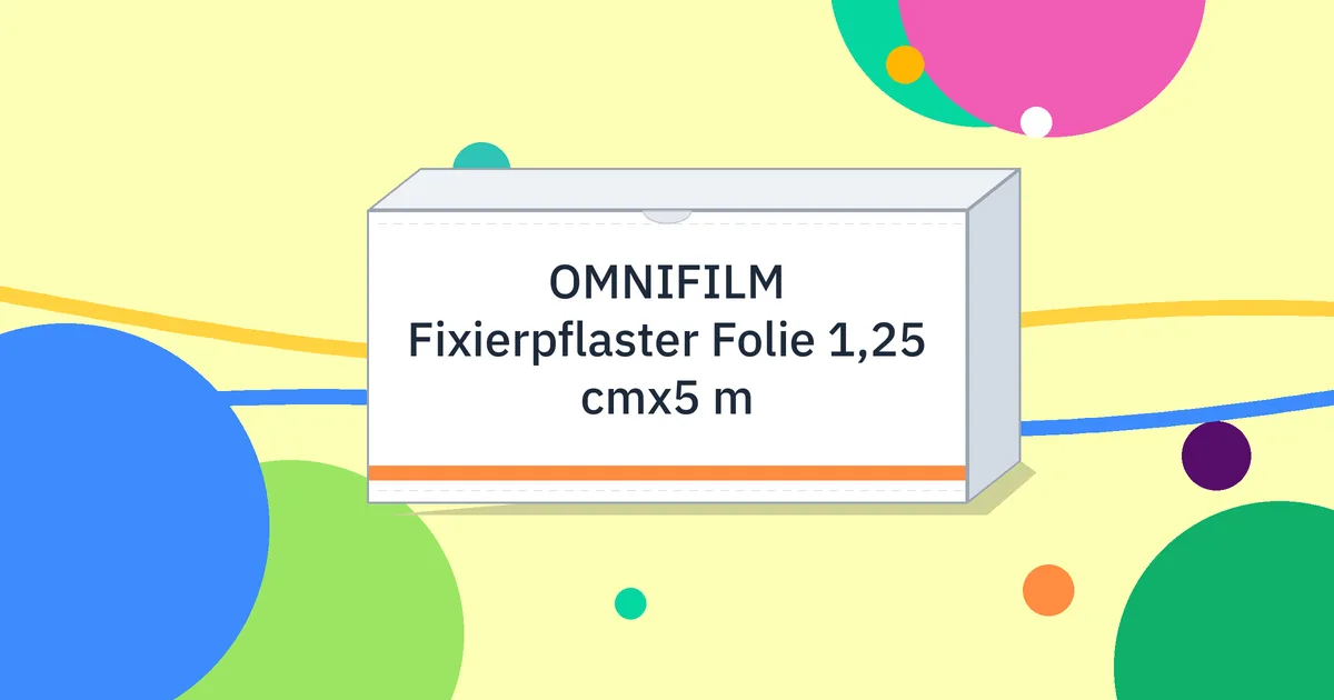 Symbolbild: Packung mit der Aufschrift OMNIFILM Fixierpflaster Folie 1,25 cmx5 m (PZN 00710687) – Verfügbarkeit und Bezug in Apotheken in Frankfurt am Main