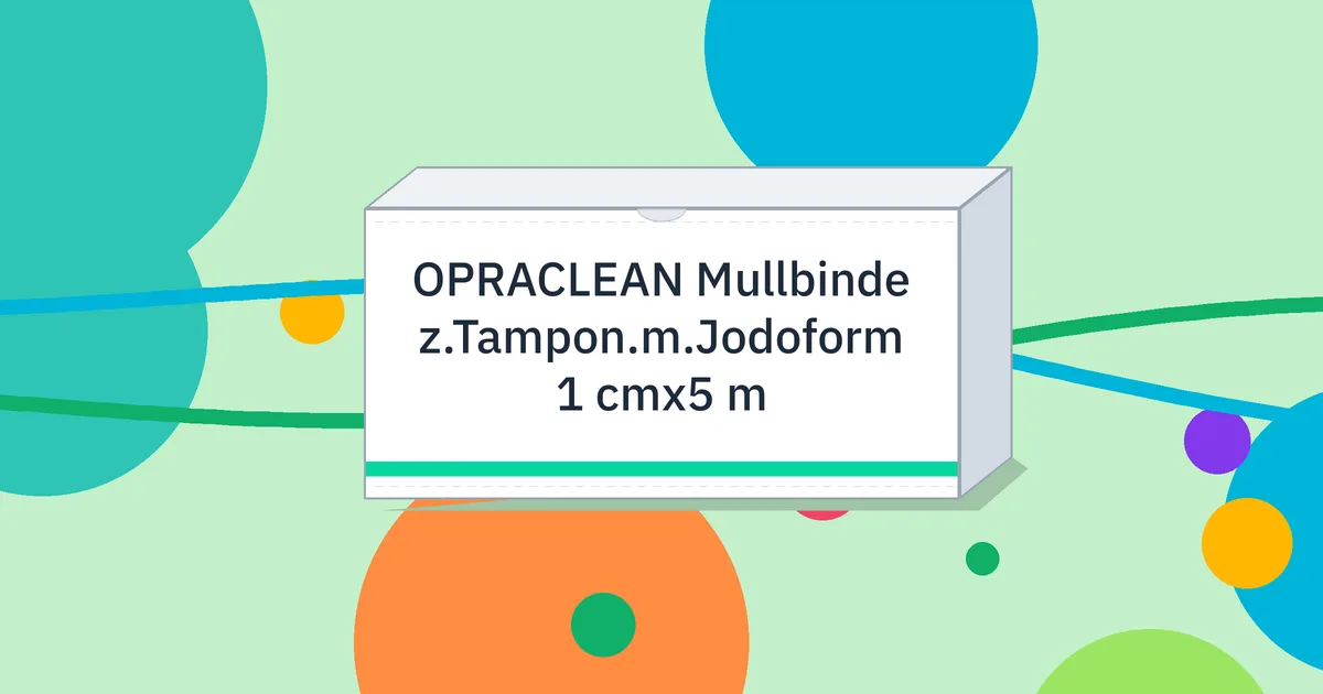 Symbolbild: Packung mit der Aufschrift OPRACLEAN Mullbinde z.Tampon.m.Jodoform 1 cmx5 m (PZN 11382909) – Verfügbarkeit und Bezug in Apotheken in Frankfurt am Main