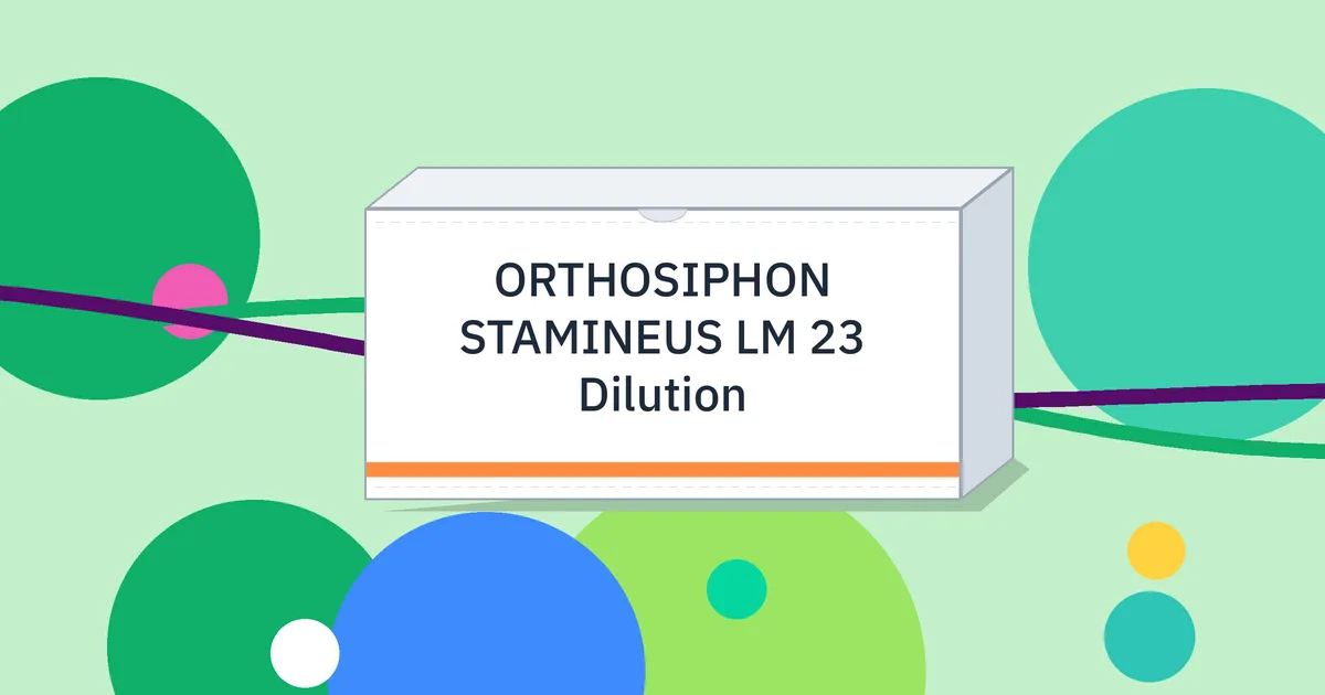 Symbolbild: Packung mit der Aufschrift ORTHOSIPHON STAMINEUS LM 23 Dilution (PZN 13628131) – Verfügbarkeit und Bezug in Apotheken in Frankfurt am Main