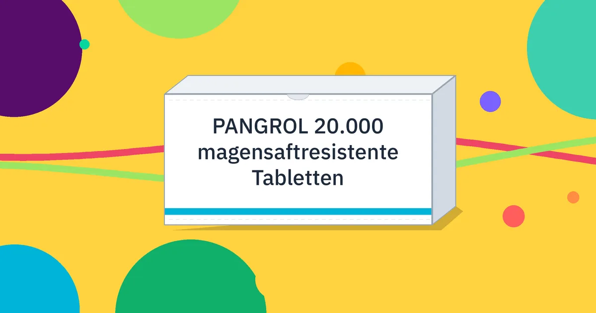 Symbolbild: Packung mit der Aufschrift PANGROL 20.000 magensaftresistente Tabletten (PZN 04783200) – Verfügbarkeit und Bezug in Apotheken in Frankfurt am Main