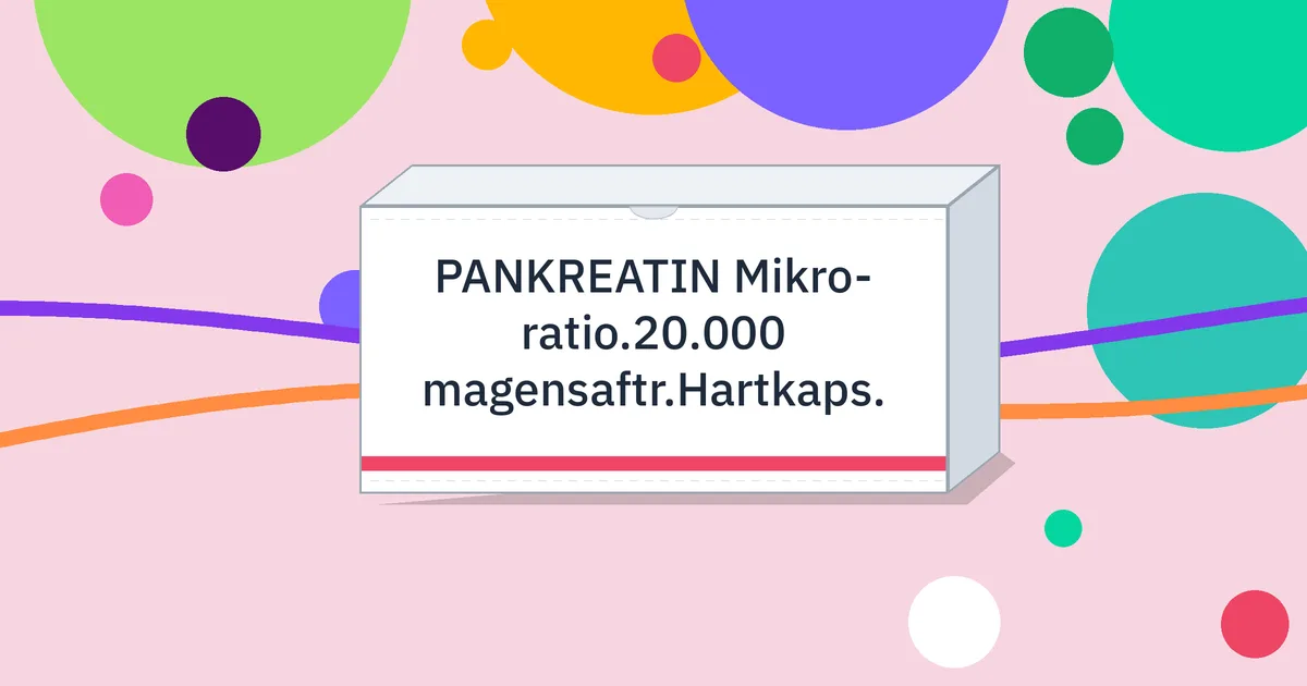 Symbolbild: Packung mit der Aufschrift PANKREATIN Mikro-ratio.20.000 magensaftr.Hartkaps. (PZN 07097586) – Verfügbarkeit und Bezug in Apotheken in Frankfurt am Main