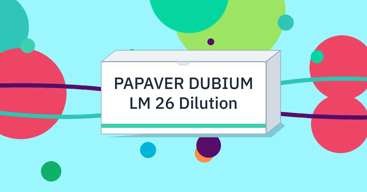 Symbolbild: Packung mit der Aufschrift PAPAVER DUBIUM LM 26 Dilution (PZN 13630961) – Verfügbarkeit und Bezug in Apotheken in Frankfurt am Main