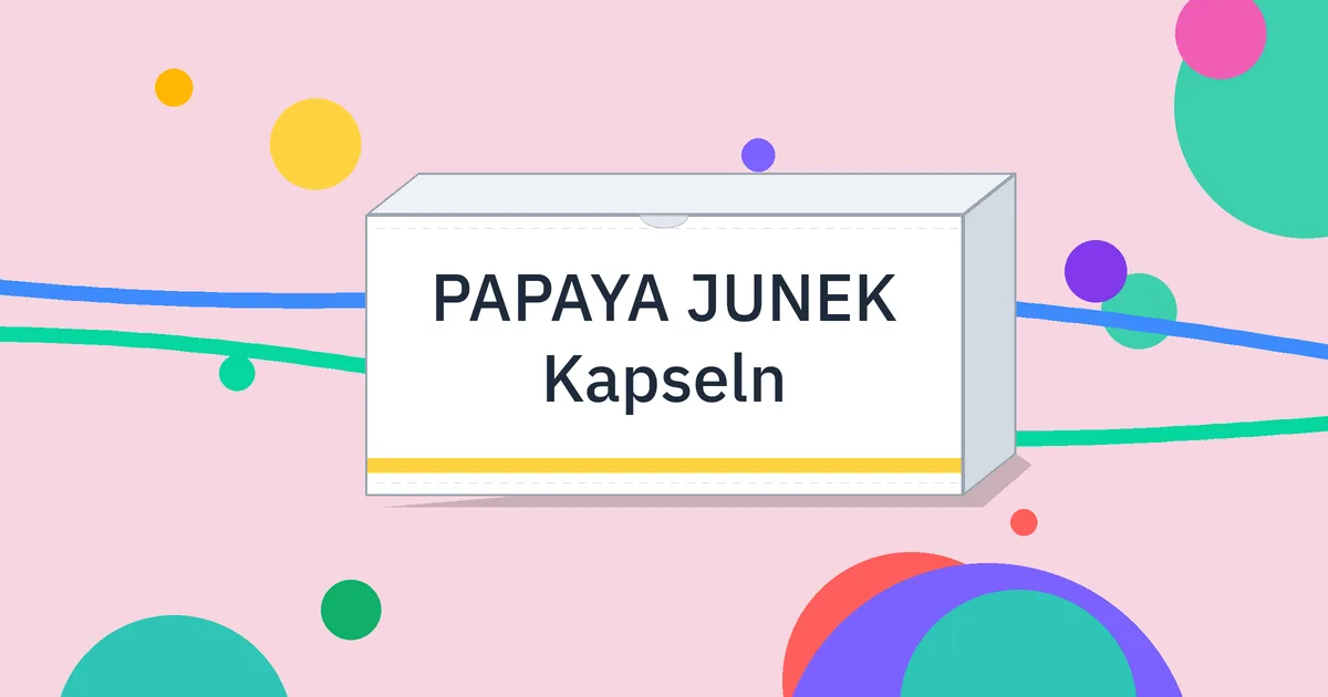Symbolbild: Packung mit der Aufschrift PAPAYA JUNEK Kapseln (PZN 03499046) – Verfügbarkeit und Bezug in Apotheken in Frankfurt am Main