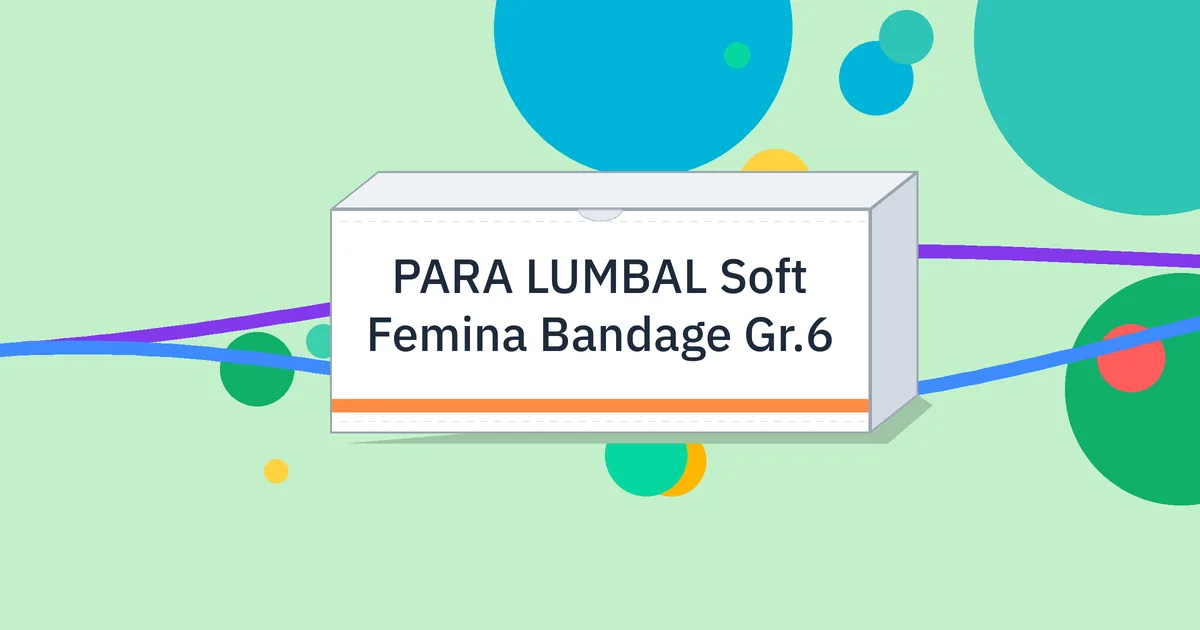Symbolbild: Packung mit der Aufschrift PARA LUMBAL Soft Femina Bandage Gr.6 (PZN 06991291) – Verfügbarkeit und Bezug in Apotheken in Frankfurt am Main