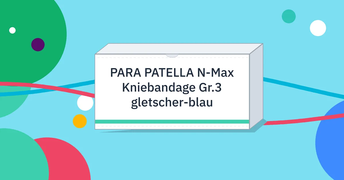 Symbolbild: Packung mit der Aufschrift PARA PATELLA N-Max Kniebandage Gr.3 gletscher-blau (PZN 13763900) – Verfügbarkeit und Bezug in Apotheken in Frankfurt am Main