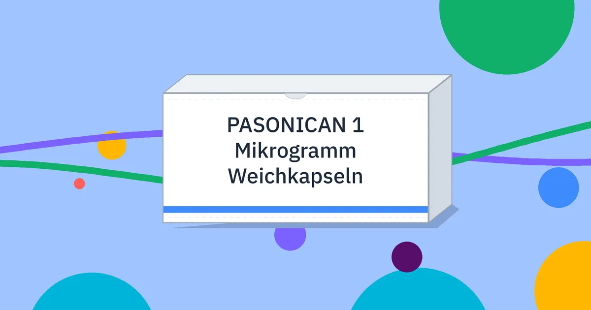 Symbolbild: Packung mit der Aufschrift PASONICAN 1 Mikrogramm Weichkapseln (PZN 10918957) – Verfügbarkeit und Bezug in Apotheken in Frankfurt am Main