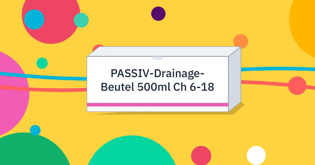 Symbolbild: Packung mit der Aufschrift PASSIV-Drainage-Beutel 500ml Ch 6-18 (PZN 13569003) – Verfügbarkeit und Bezug in Apotheken in Frankfurt am Main