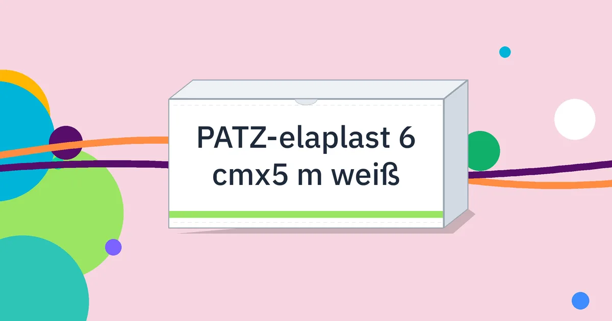 Symbolbild: Packung mit der Aufschrift PATZ-elaplast 6 cmx5 m weiß (PZN 06813394) – Verfügbarkeit und Bezug in Apotheken in Frankfurt am Main