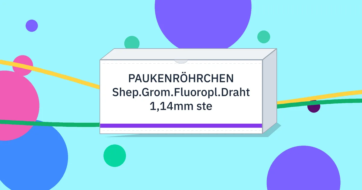 Symbolbild: Packung mit der Aufschrift PAUKENRÖHRCHEN Shep.Grom.Fluoropl.Draht 1,14mm ste (PZN 18651838) – Verfügbarkeit und Bezug in Apotheken in Frankfurt am Main
