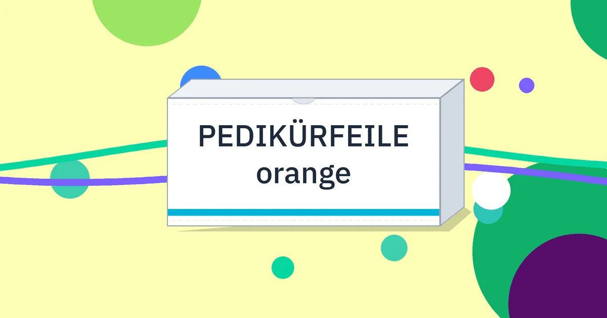 Symbolbild: Packung mit der Aufschrift PEDIKÜRFEILE orange (PZN 01523131) – Verfügbarkeit und Bezug in Apotheken in Frankfurt am Main