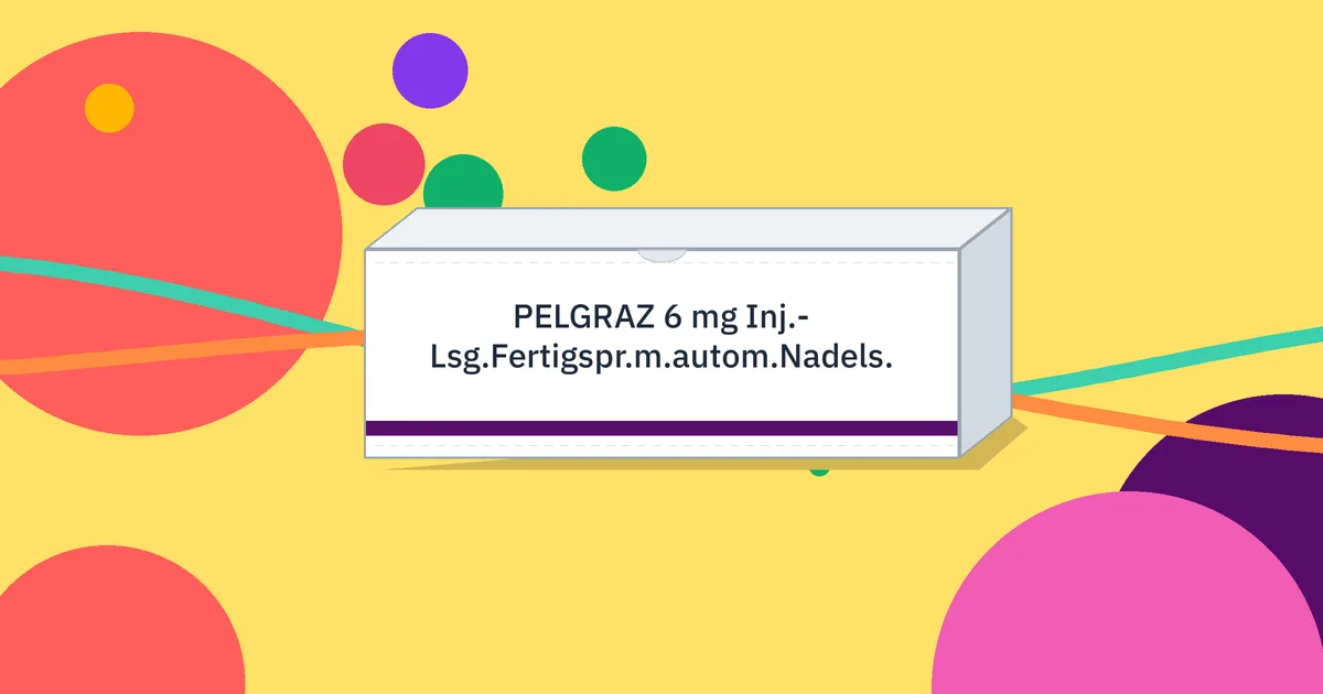 Symbolbild: Packung mit der Aufschrift PELGRAZ 6 mg Inj.-Lsg.Fertigspr.m.autom.Nadels. (PZN 15395501) – Verfügbarkeit und Bezug in Apotheken in Frankfurt am Main